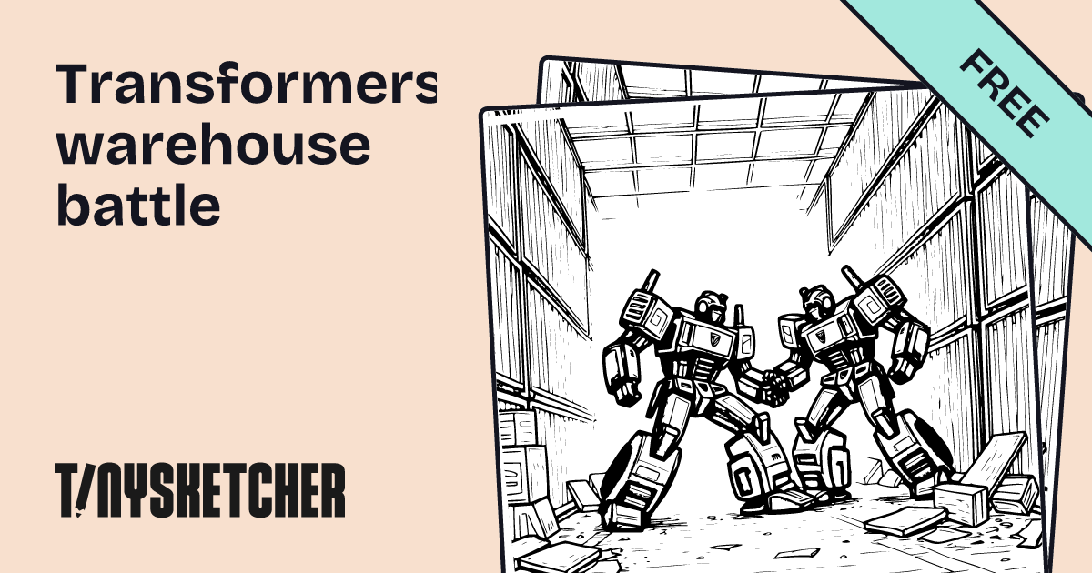 Transformers warehouse battle Coloring Page | Free Printables | Tiny ...