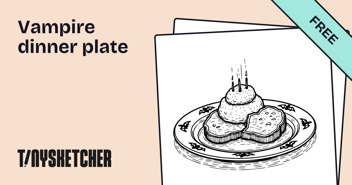 Vampire dinner plate Coloring Page | Free Printables | Tiny Sketcher