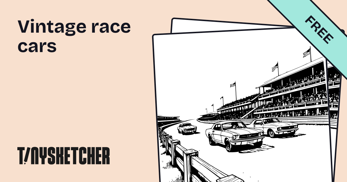 Vintage race cars Coloring Page | Free Printables | Tiny Sketcher