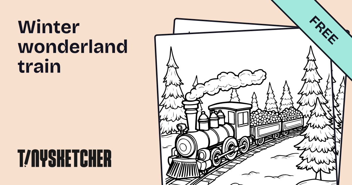 Winter wonderland train Coloring Page | Free Printables | Tiny Sketcher
