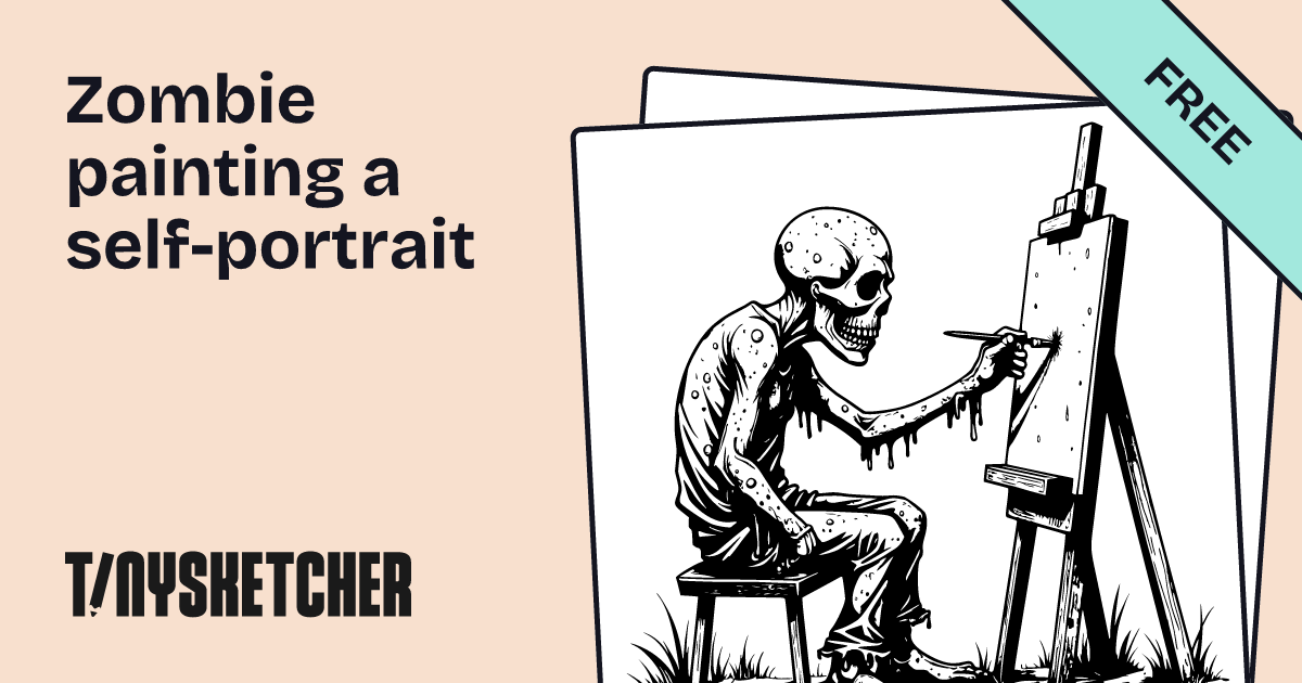 Zombie painting a self-portrait Coloring Page | Free Printables | Tiny ...